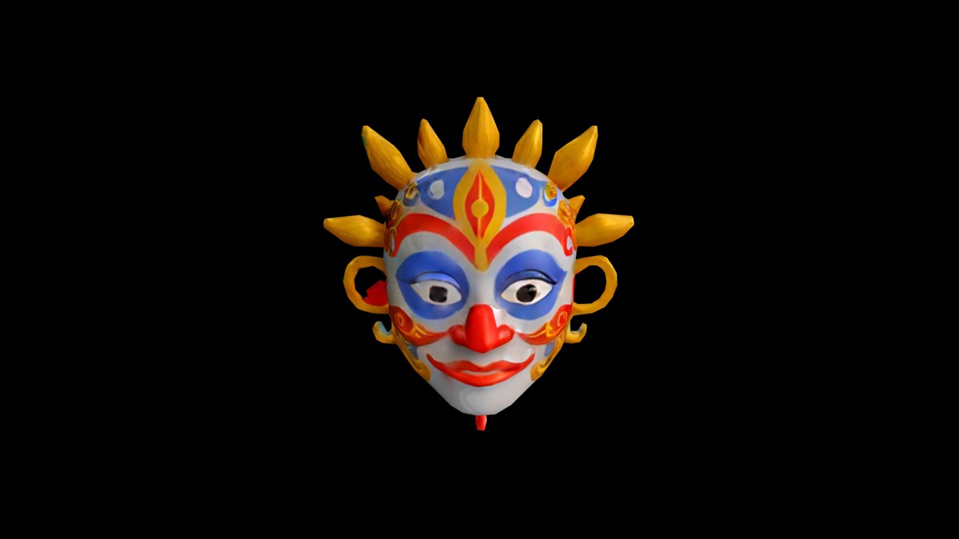 A colorful mask with red lips and eyebrows, blue - Download Free 3D ...