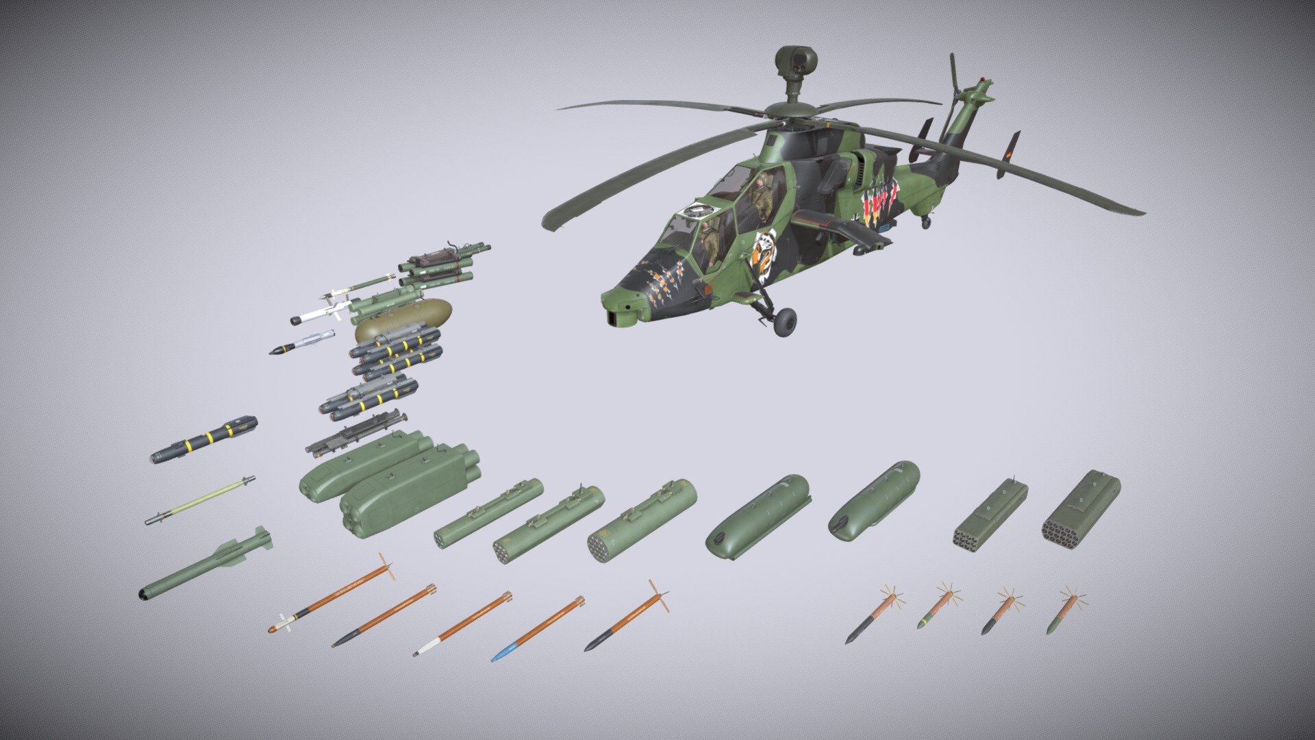 EC-665 Tiger HAC Germany Complex Animation - Buy Royalty Free 3D model ...