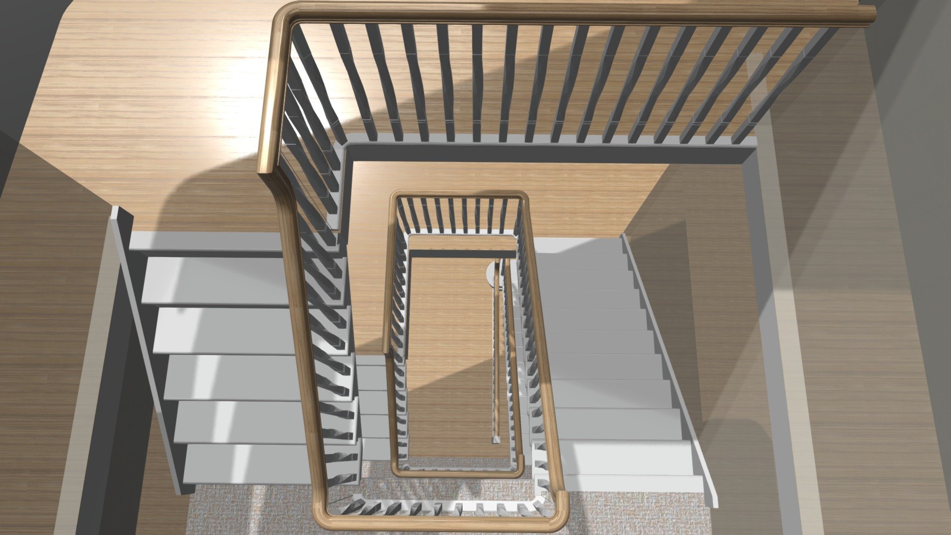 Stairs with continues handrails. - 3D model by JDJoineryLtd (@JDJoinery ...