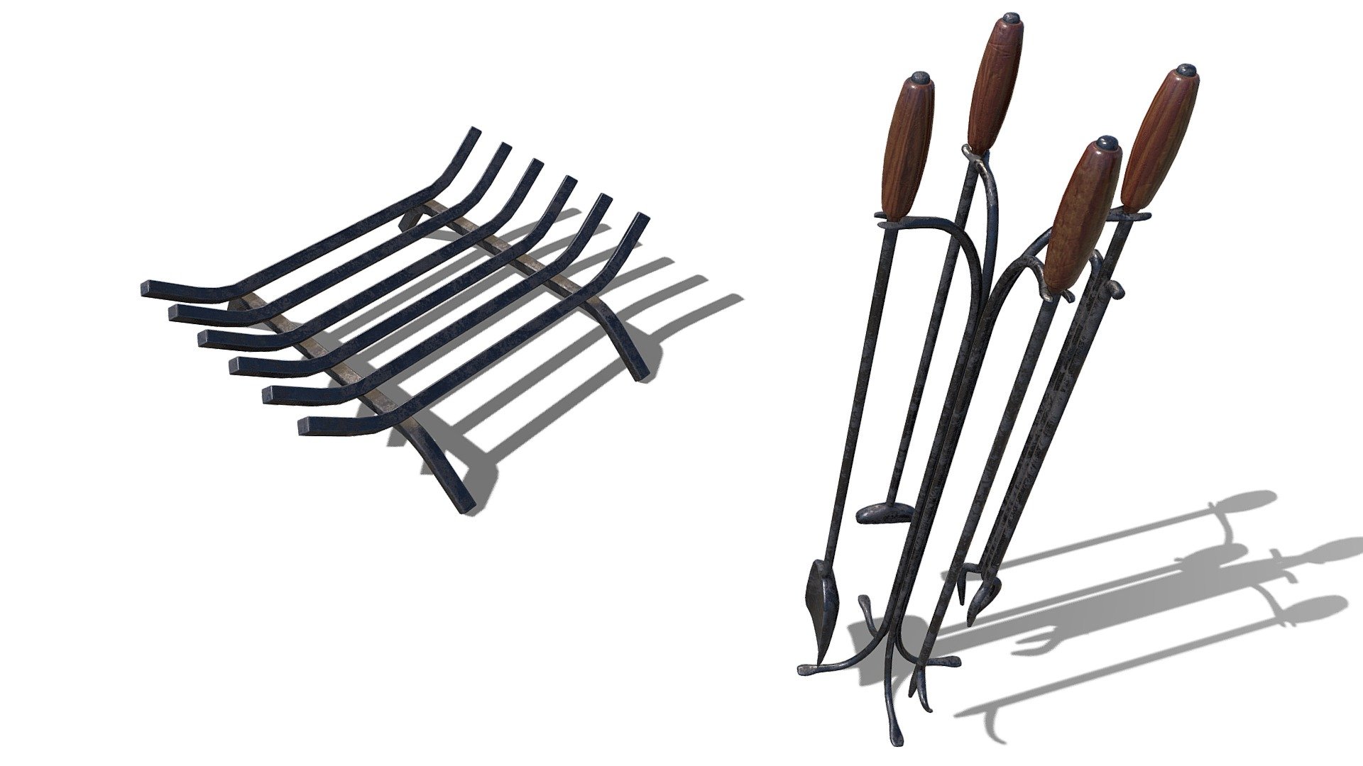 Fire Place Utensils - Stoker, Grate - Buy Royalty Free 3D model by ...