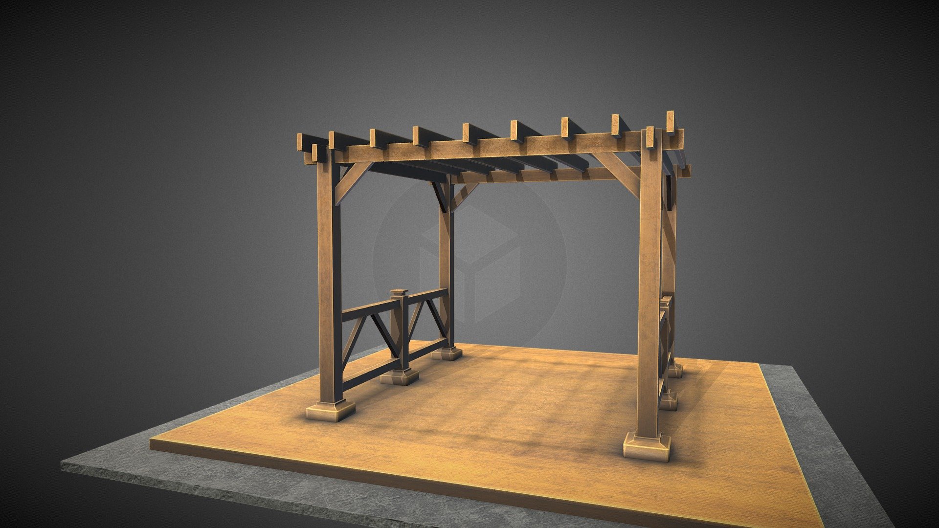 Wooden Garden Pergola - 3D model by Qutsal (@qutsalalex) [43ca406 ...