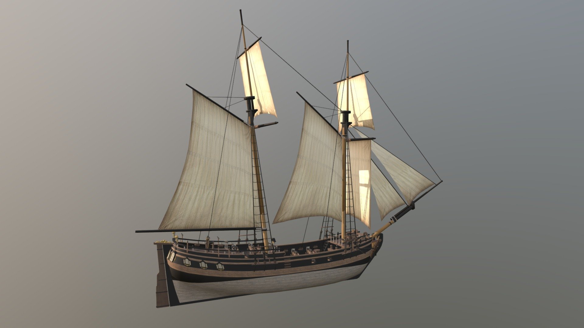 Gaspee Ship - 3D model by BrownVR [43d574d] - Sketchfab