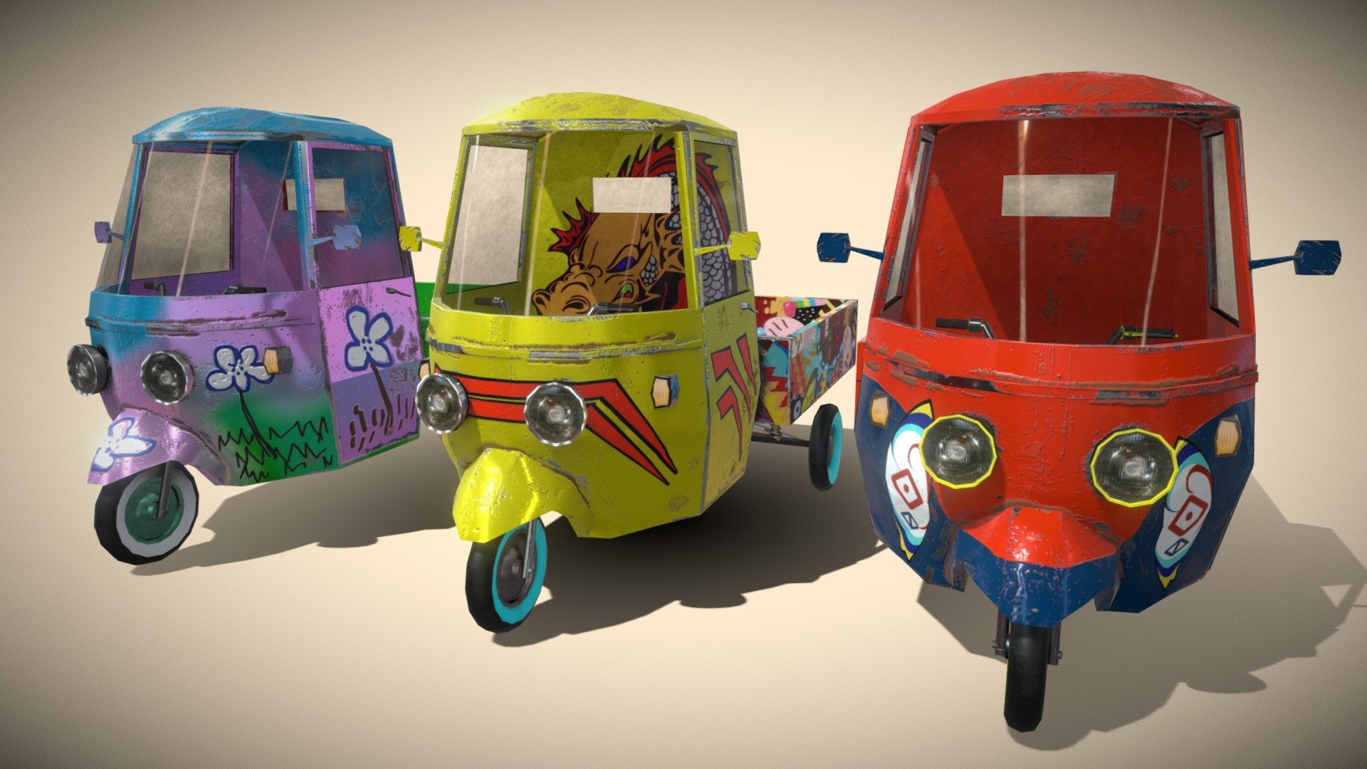 3-wheel Motorcycle Pack - Buy Royalty Free 3D model by Pingo ...