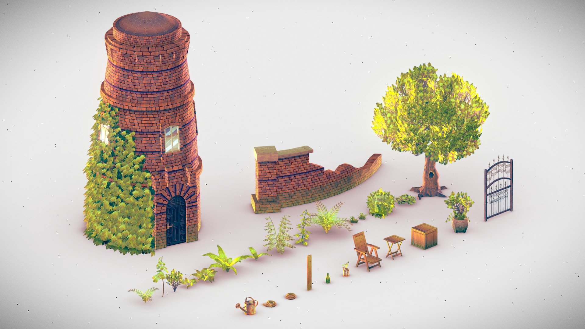 Asset Set - Pixel Art Water Tower - Buy Royalty Free 3D model by ...