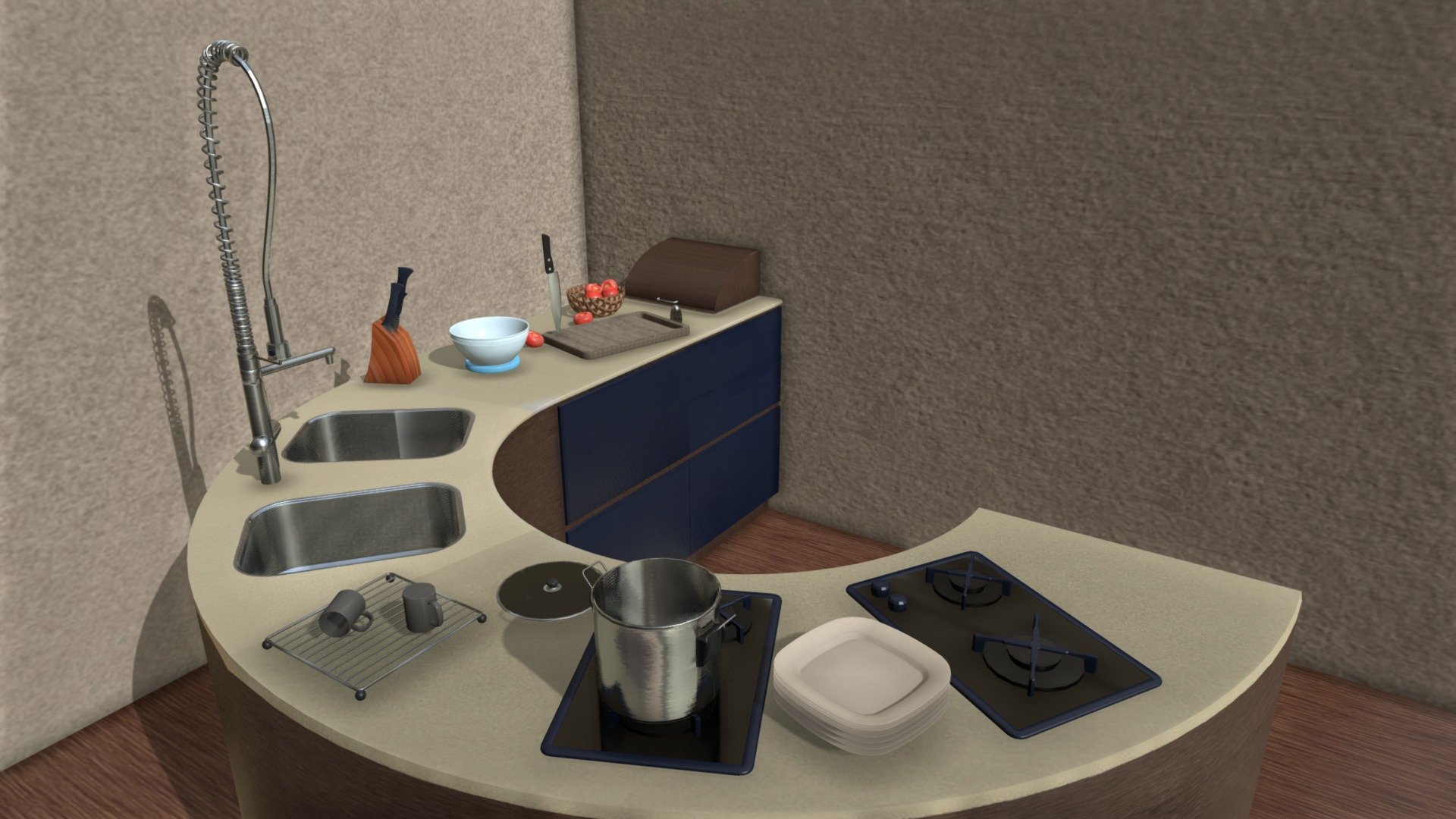 Kitchen Countertop - 3D model by Kévin Gay (@kevin-gay) [44076ca ...