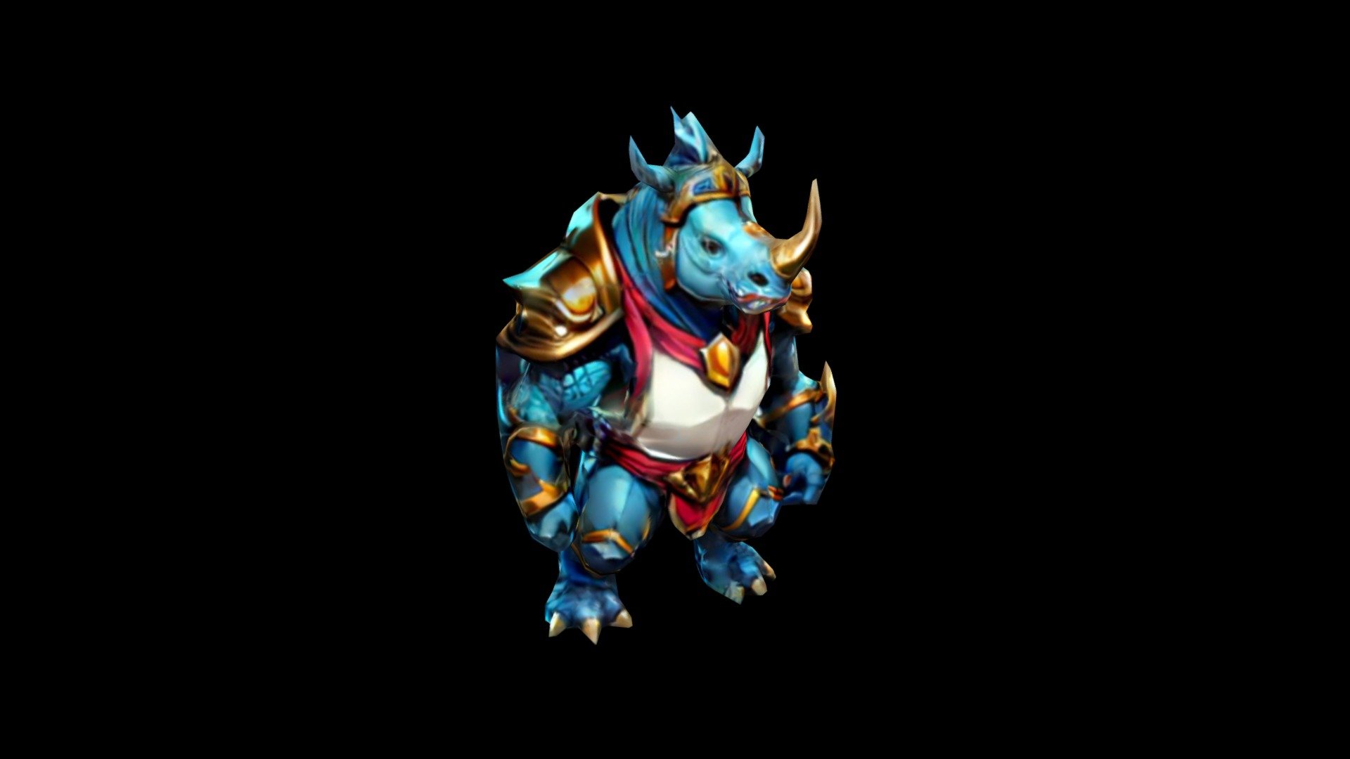 A fierce blue rhinoceros warrior in golden armor - Download Free 3D ...