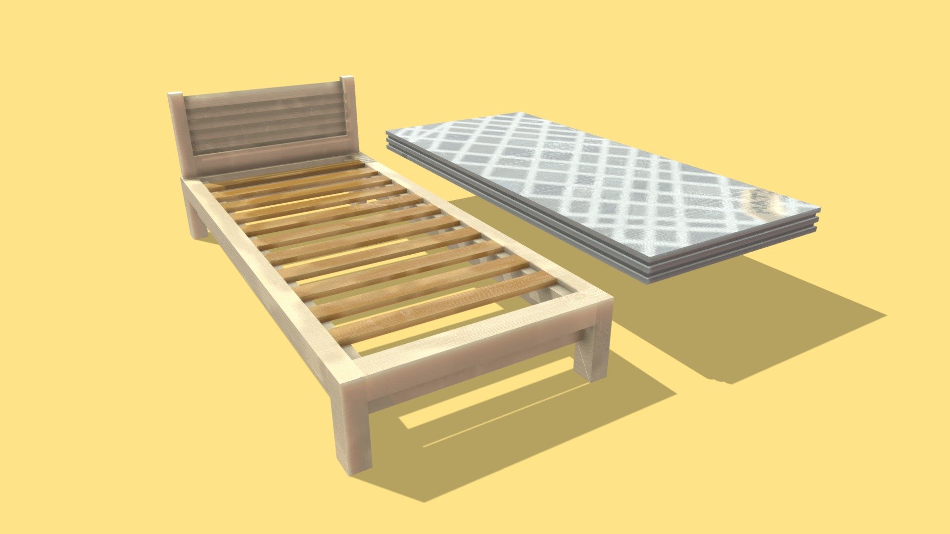 Bed frame low poly | blockbench - Download Free 3D model by Artbor ...