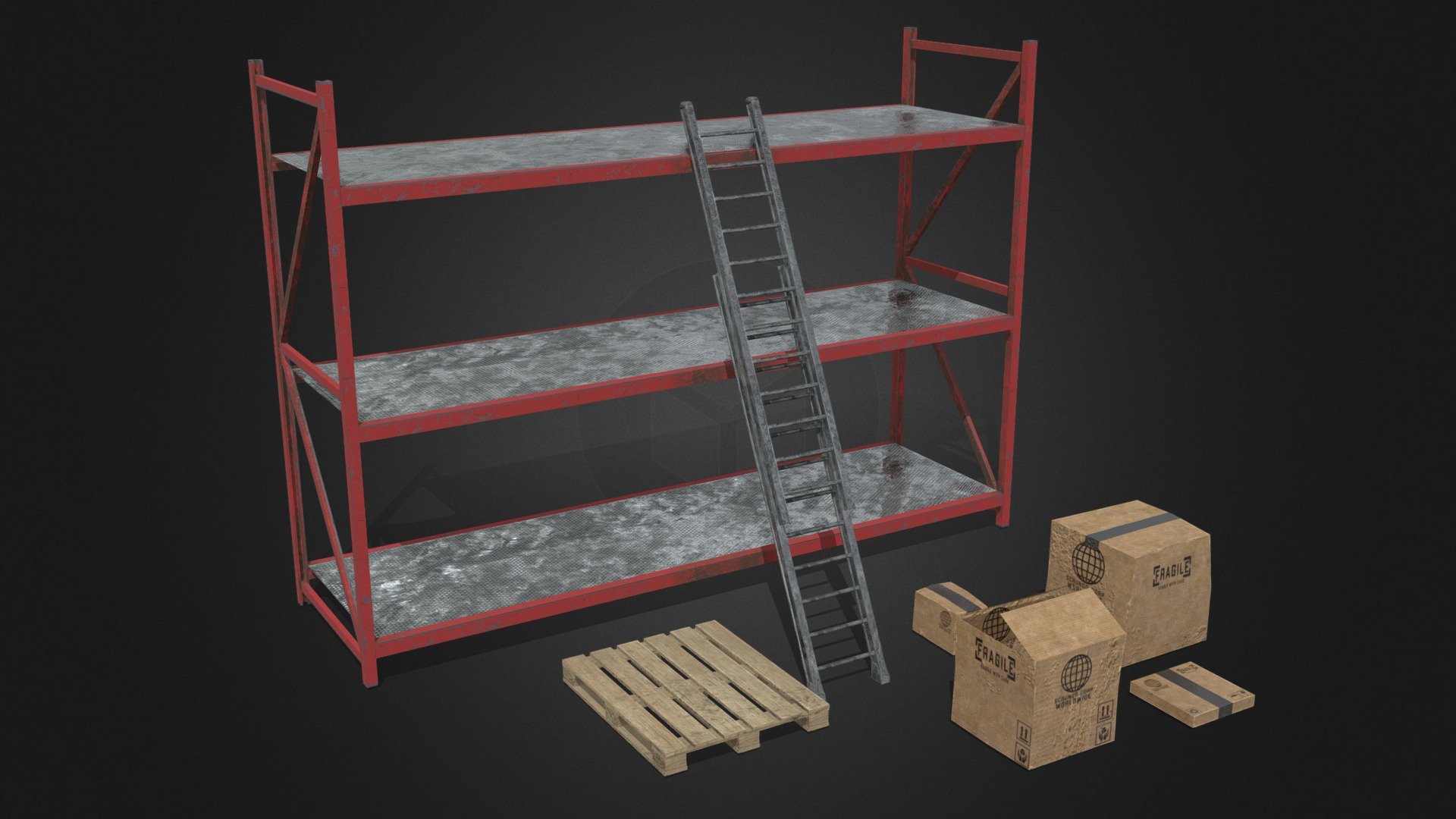 Worn Warehouse Shelf - Download Free 3D model by Arsen Ismailov ...