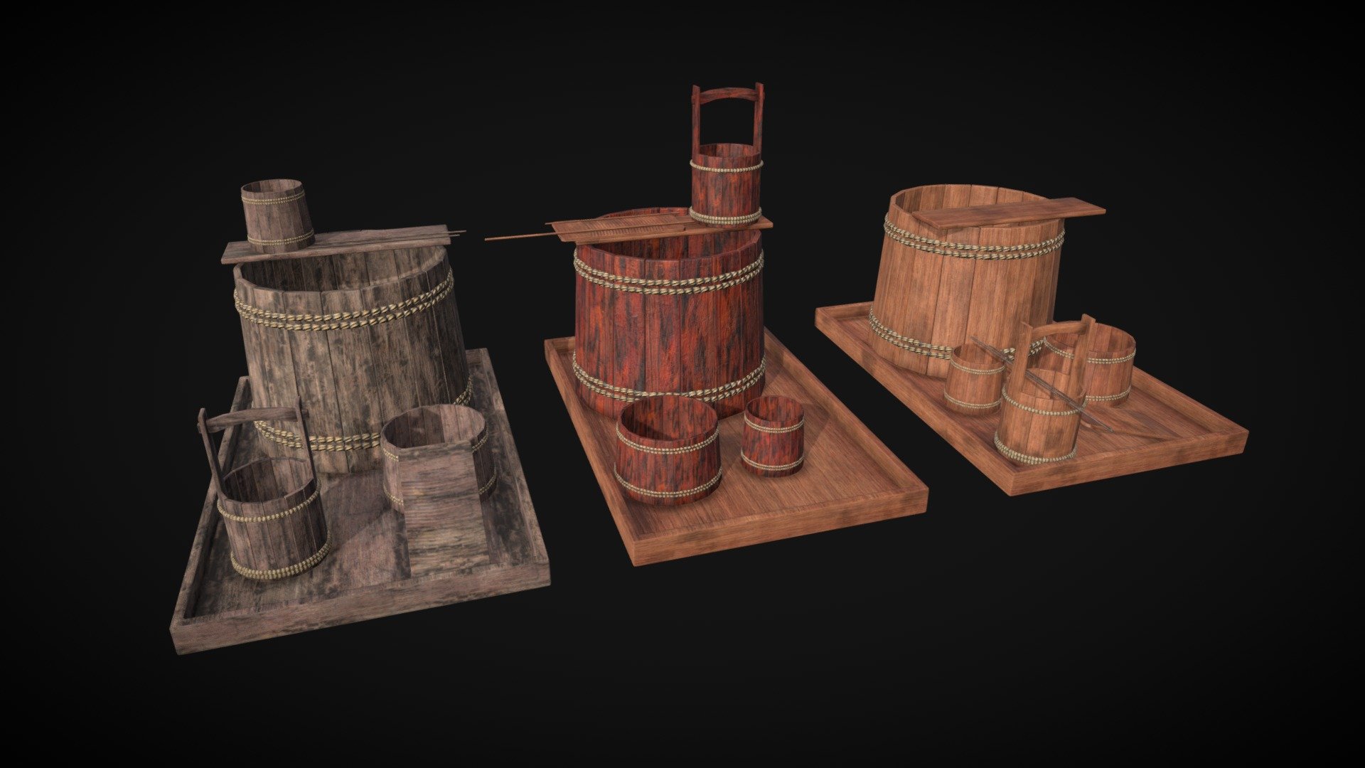 Japanese Water Bucket Set - Buy Royalty Free 3D model by Clockwork ...
