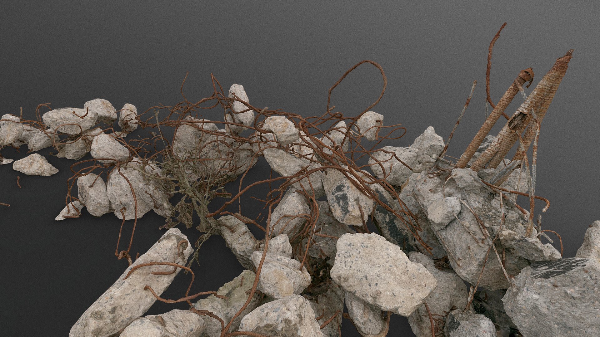 Rusty steel scrap rods and concrete - Buy Royalty Free 3D model by ...