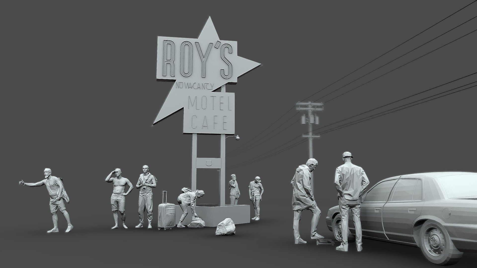 Hitchhiking On Route 66 - 3D model by kanistra [4484d36] - Sketchfab
