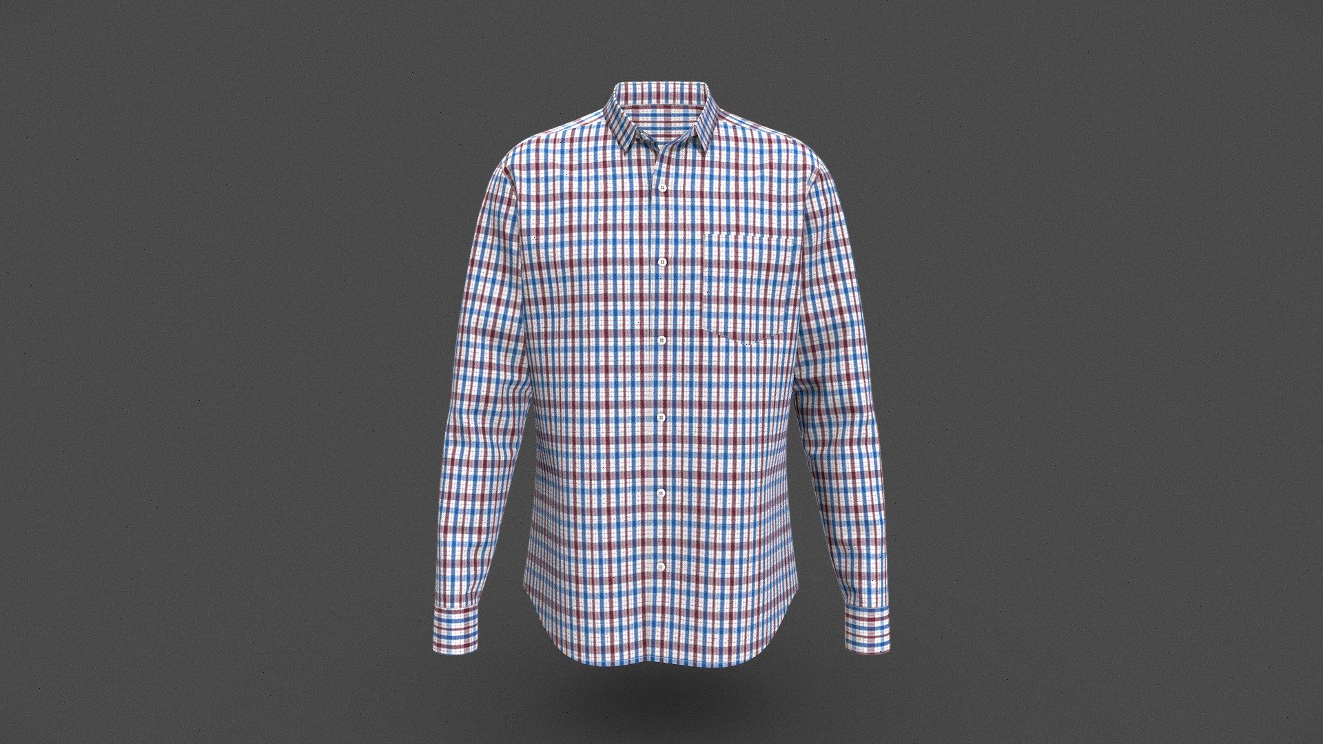 Men Full Sleeve Apparel Checked Shirt - Buy Royalty Free 3D model by ...