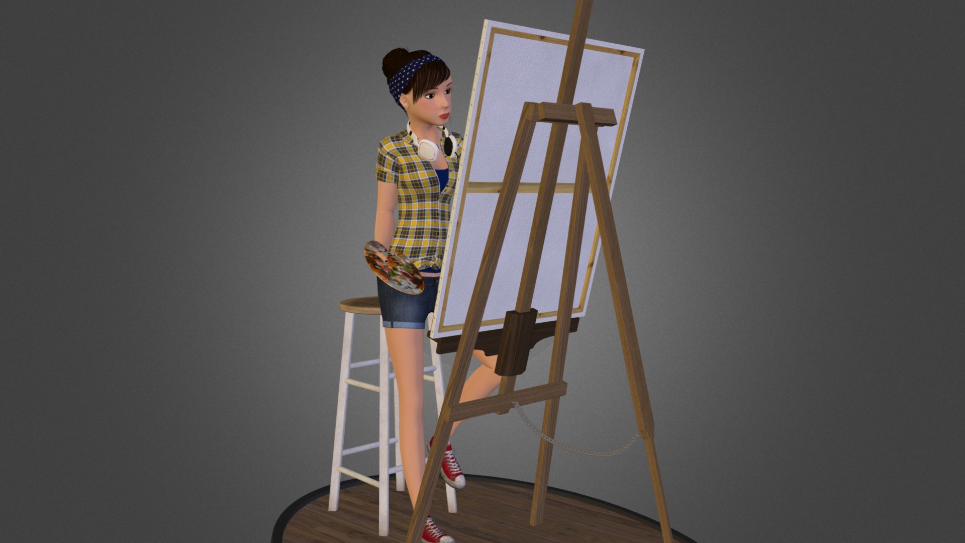 Emily The Painter - 3D model by henryh89 [448ce4d] - Sketchfab
