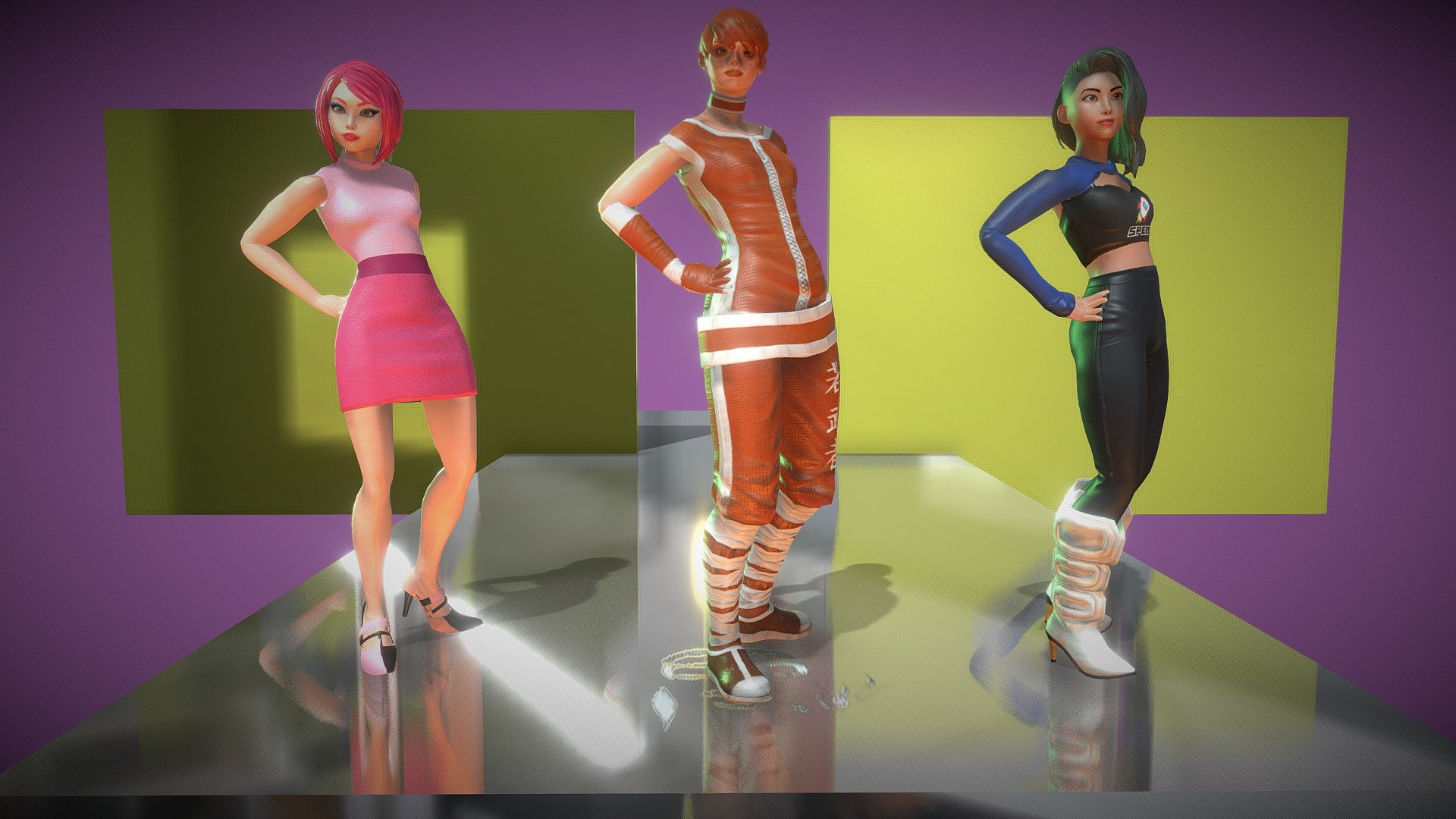 3 Animated Supermodels Strut on Catwalk Loop - 3D model by ...