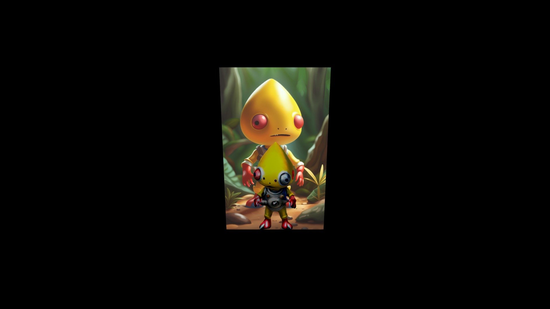 cartoon character of a yellow alien with a back - Download Free 3D ...