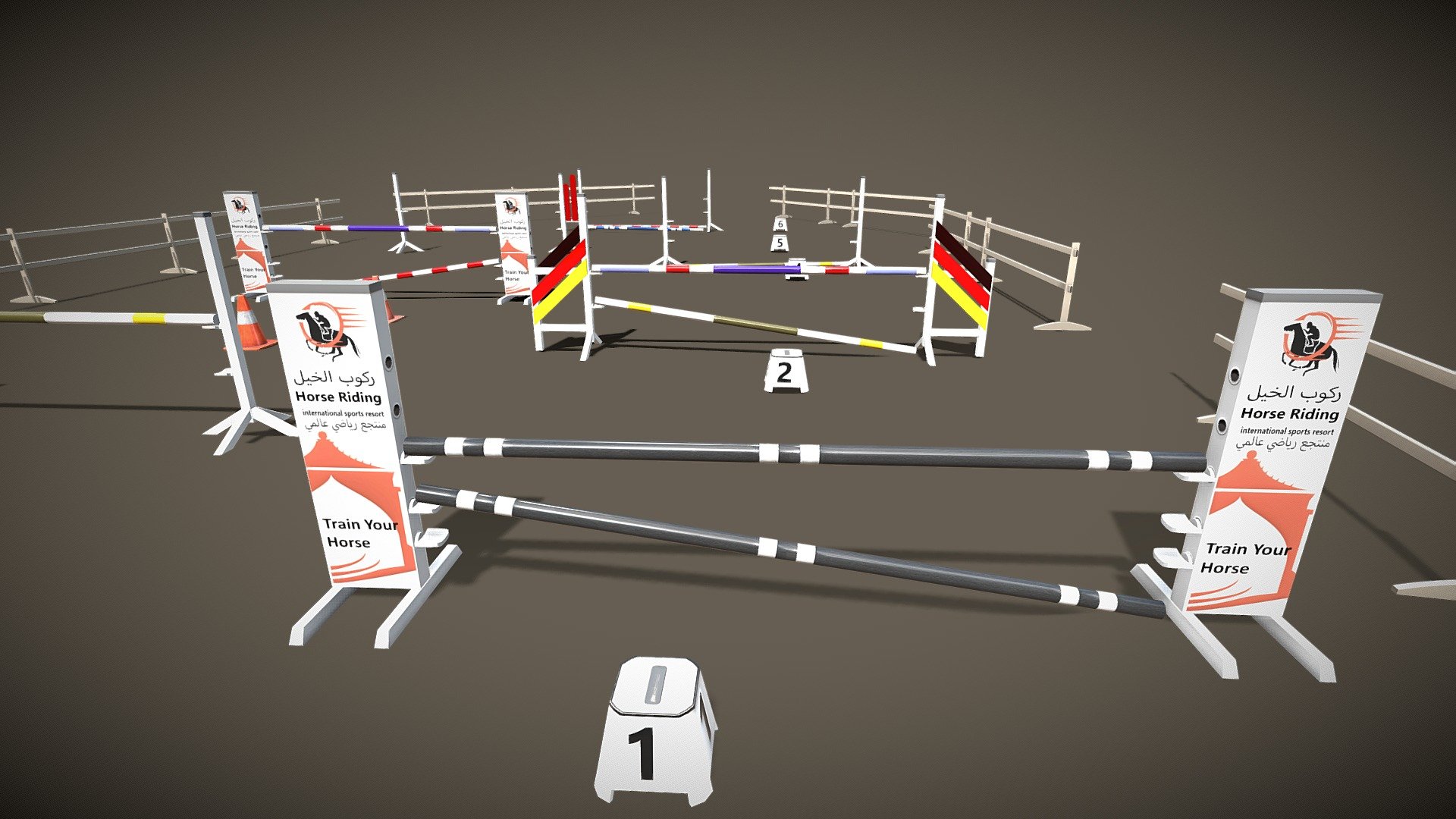 Horse Riding Obstacle Horse jumping Lowpoly pack - Buy Royalty Free 3D ...