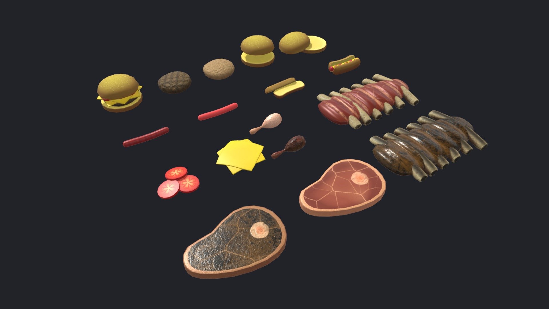 Stylized Barbecue Food Pack - Buy Royalty Free 3D model by ...