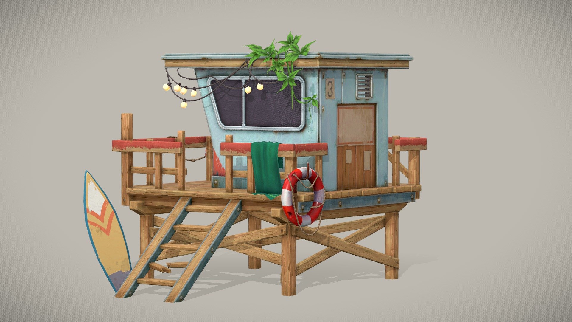 lifeguard's house - 3D model by dzimusik [44d4707] - Sketchfab