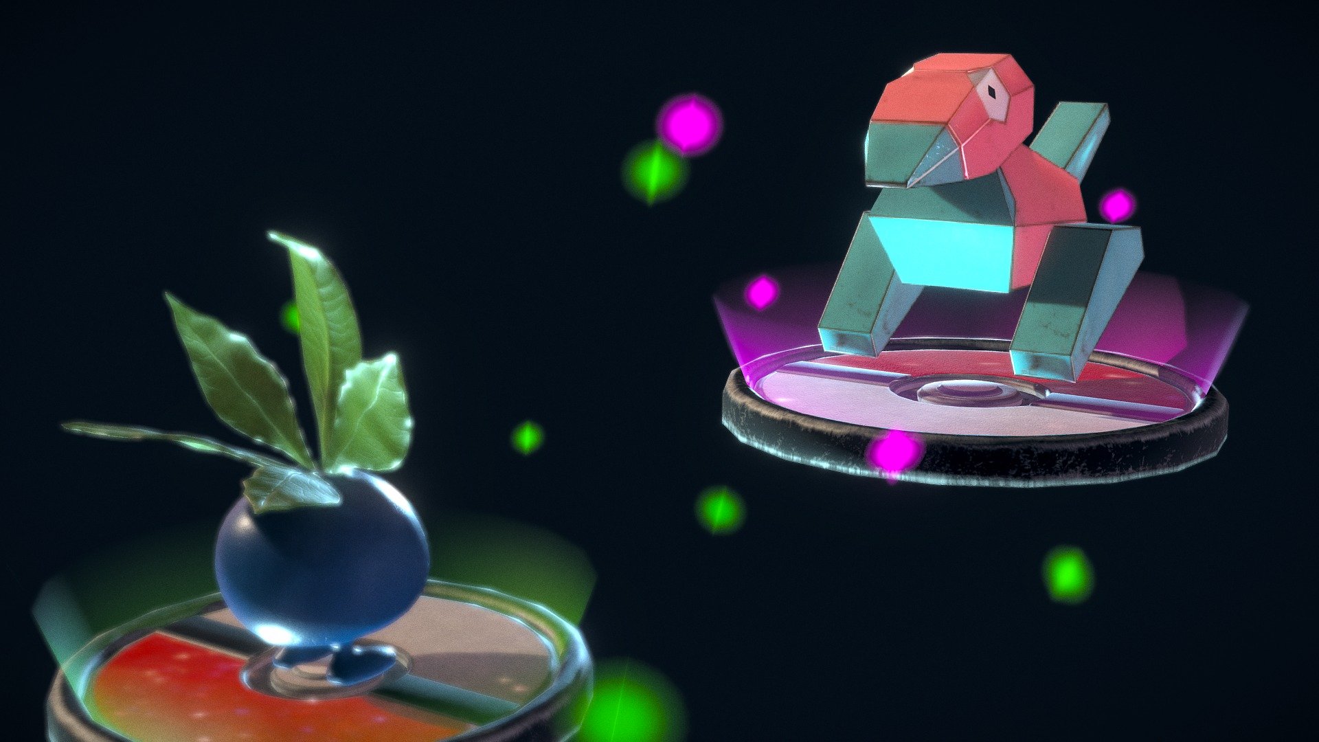 Porygon Oddish BATTLE! - 3D model by gashu-monsata [44d5774] - Sketchfab