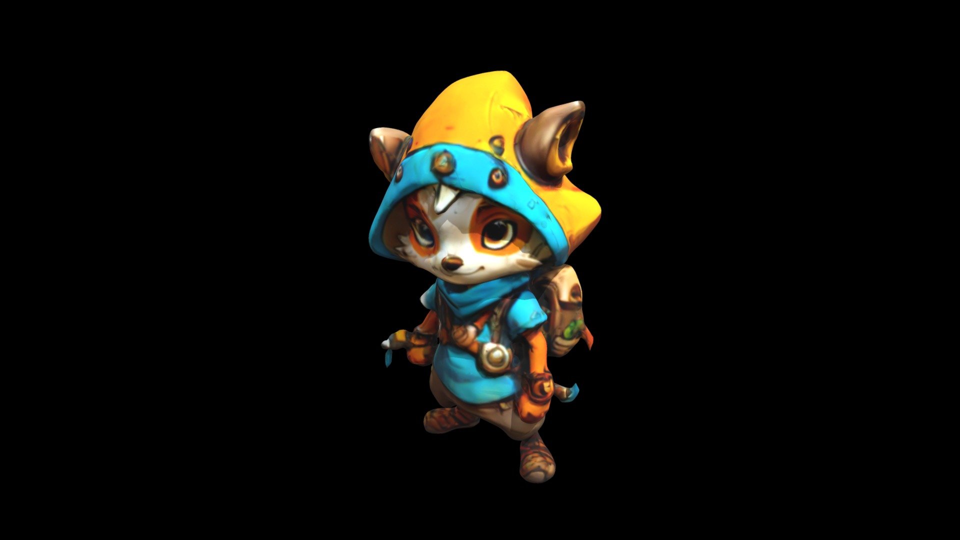 Ankiwar, a warrior fox with a blue mask and oran - Download Free 3D ...