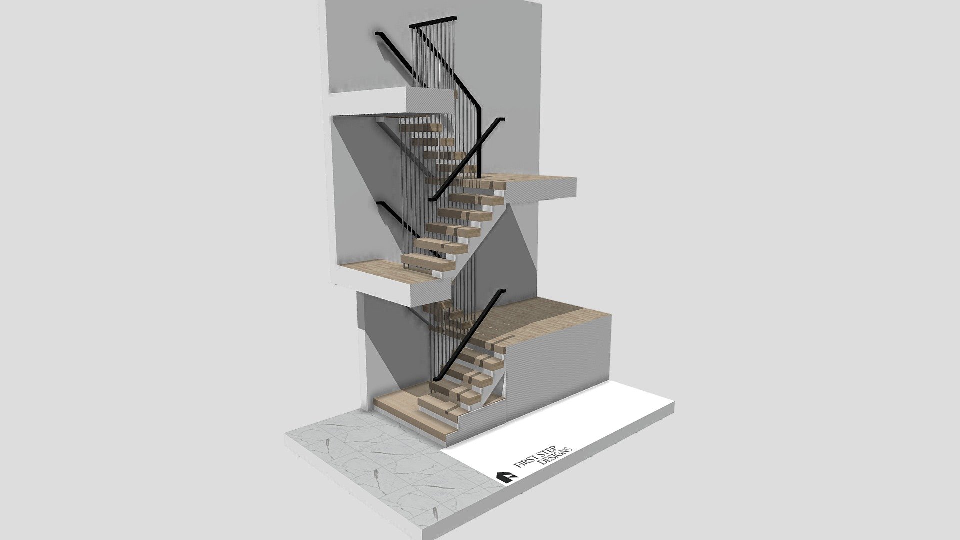 C Johnson - Main Staircase design - Download Free 3D model by First ...