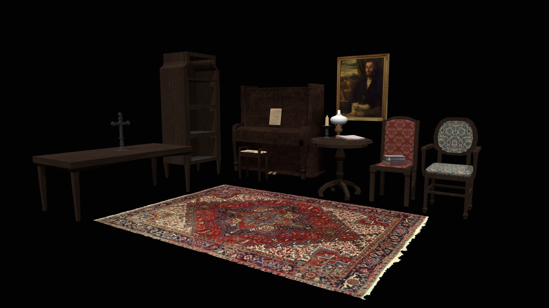 Retro / PSX-like Spooky House Pieces - Download Free 3D model by turnip ...