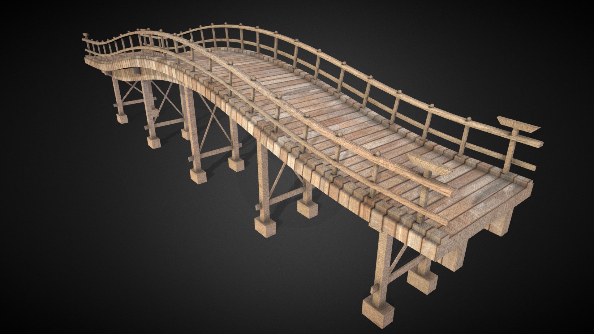 Japanese wooden bridge - Buy Royalty Free 3D model by thibsert ...
