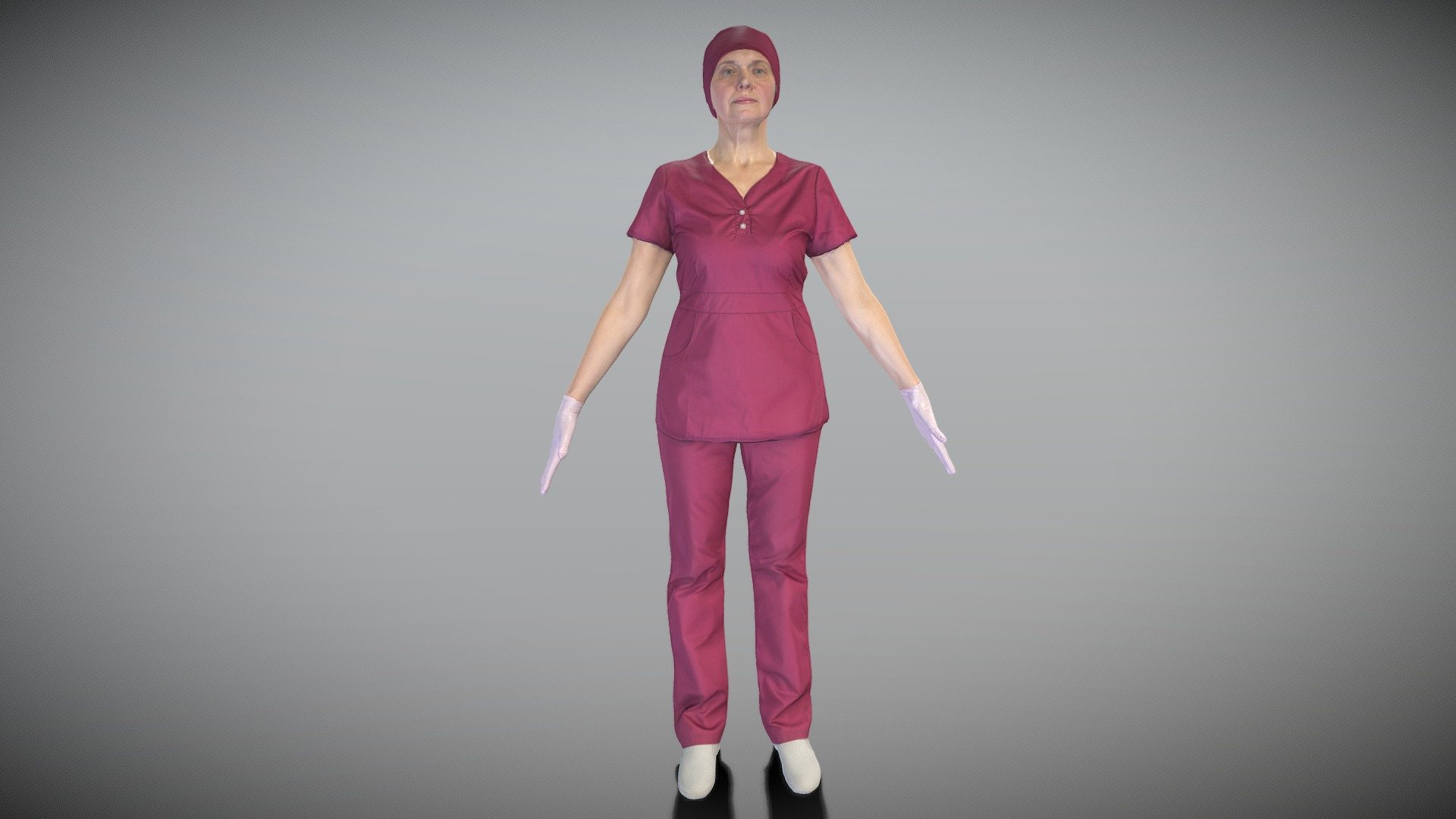 Nurse in red uniform ready for animation 282 - Buy Royalty Free 3D ...