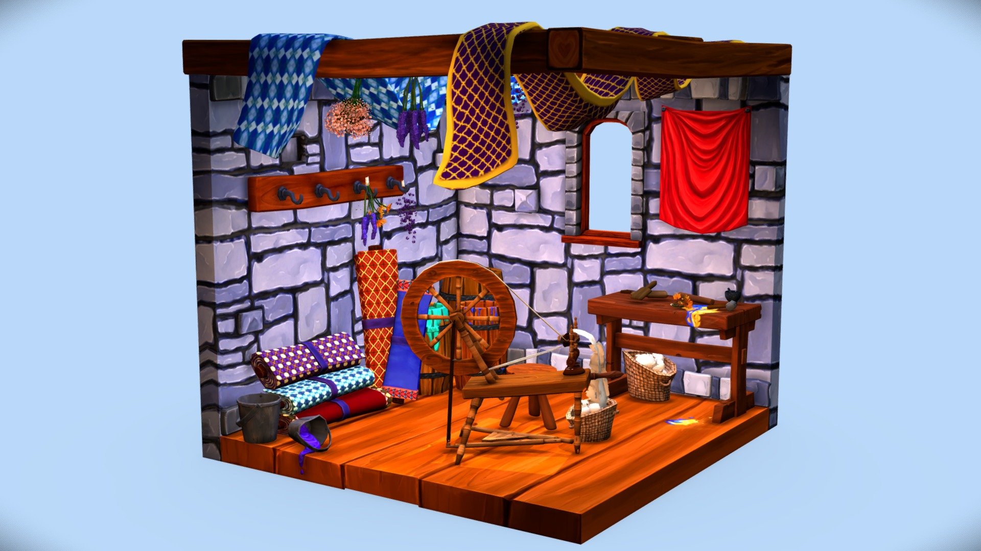 Spinning Wheel Room - 3D model by ArtisanAir [454f0d0] - Sketchfab