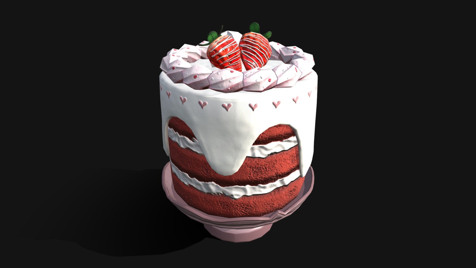 Strawberry Tall Cake - Buy Royalty Free 3D model by Clockwork Creations ...