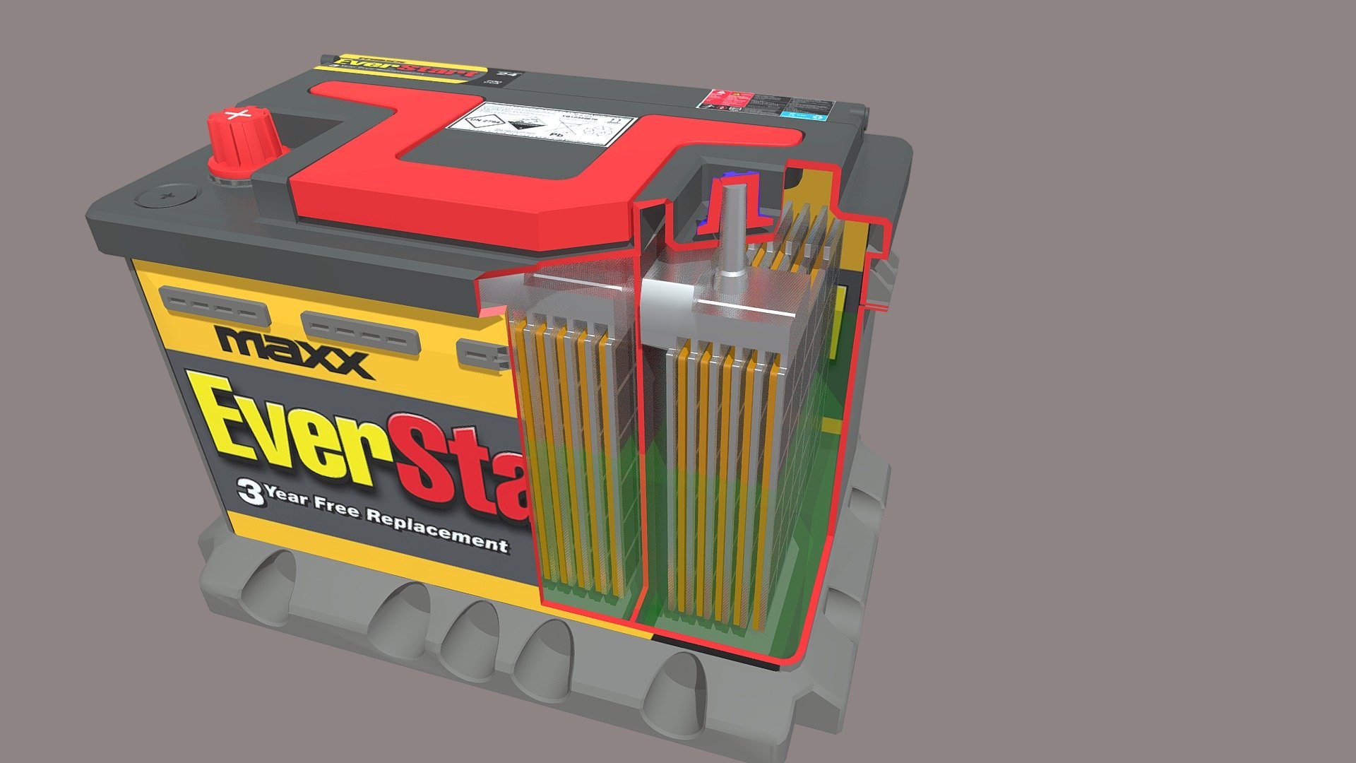 Car battery cut though - Download Free 3D model by klaxoneer [455c1b9 ...