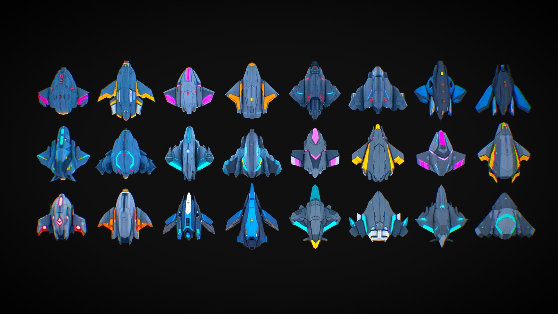 24 SpaceShips Set - Buy Royalty Free 3D model by jasoncroukamp [455e29b ...