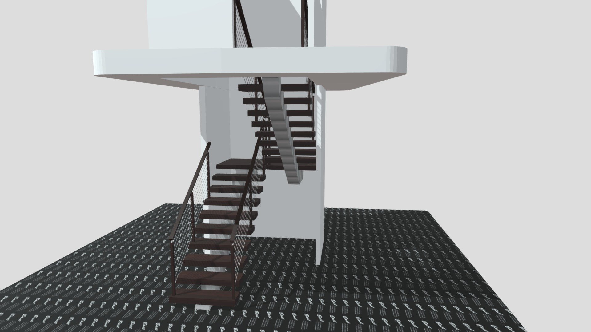 cable system walnut newels - 3D model by Bast floors and staircases ...