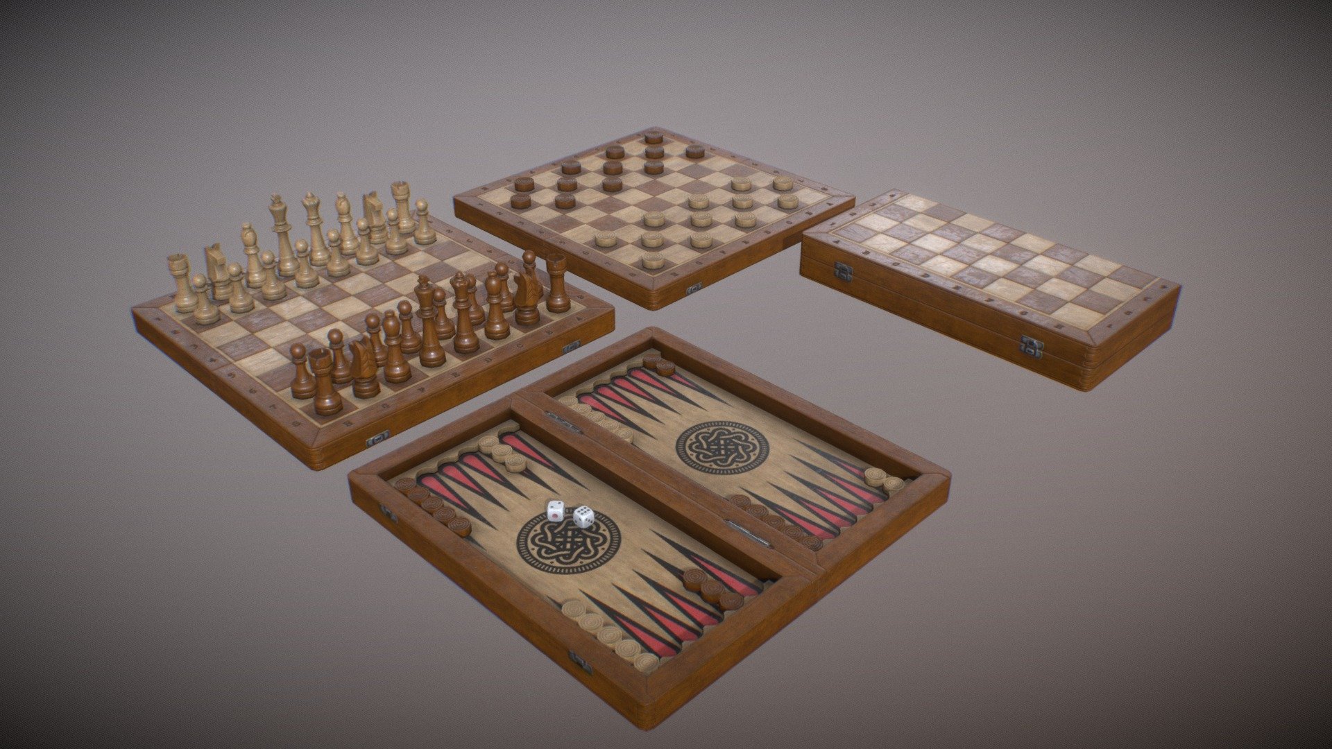 Chess & Backgammon & Checkers GameReady Props - 3D model by Constant33N [458a7c3] - Sketchfab