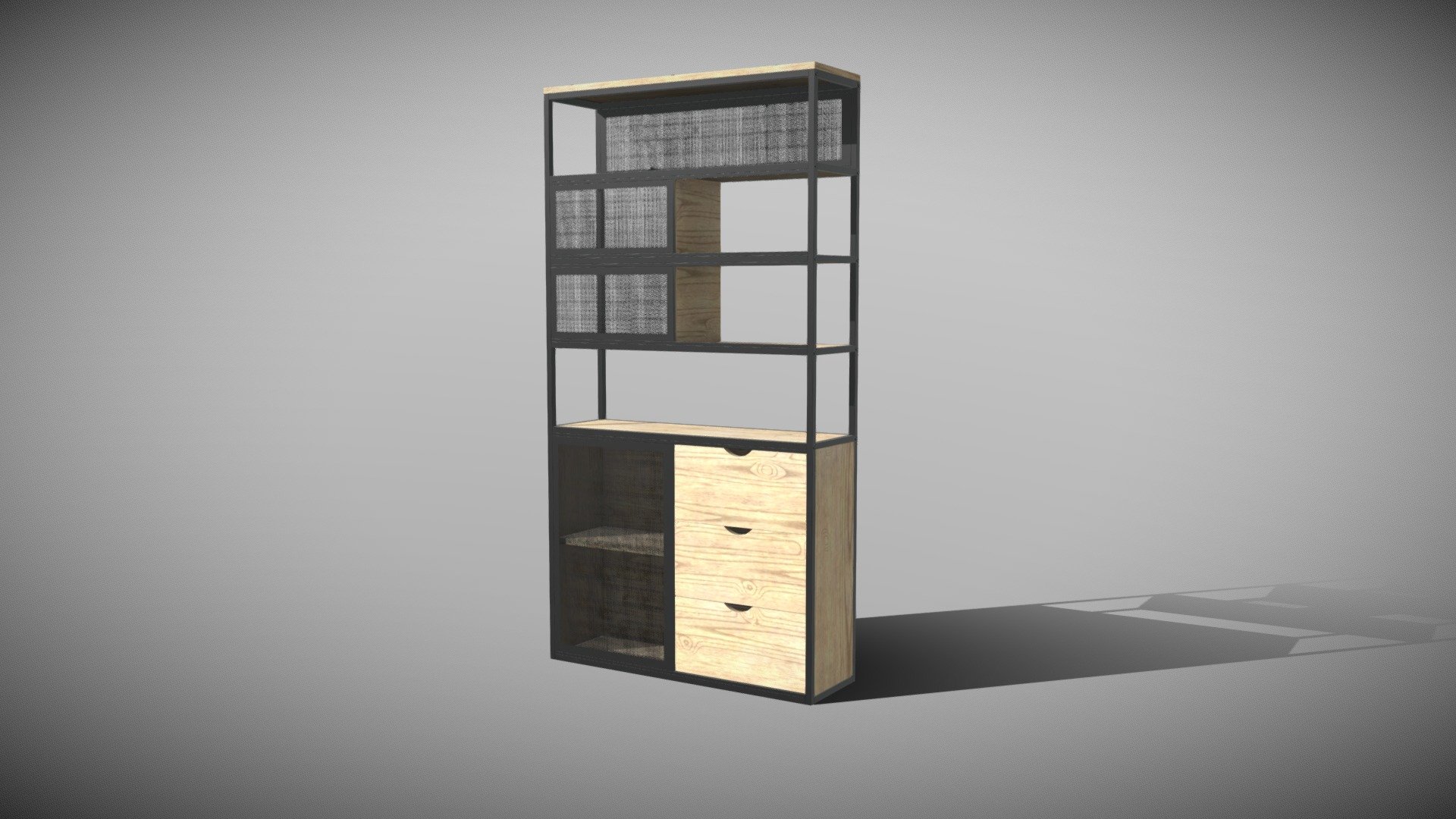 Bookcase (wood and metal) - Download Free 3D model by 3dartstevenz ...