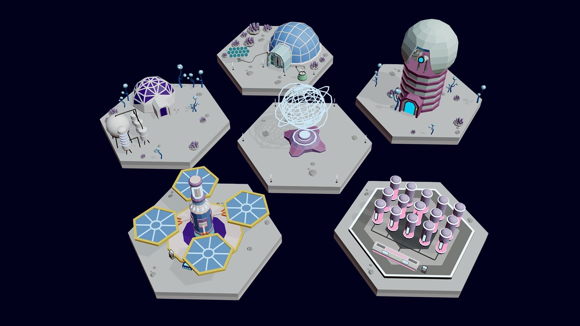 Low Poly Sci-Fi Tiles Lunar Zones vol. 2 - 3D model by Mnostva [45ab943 ...