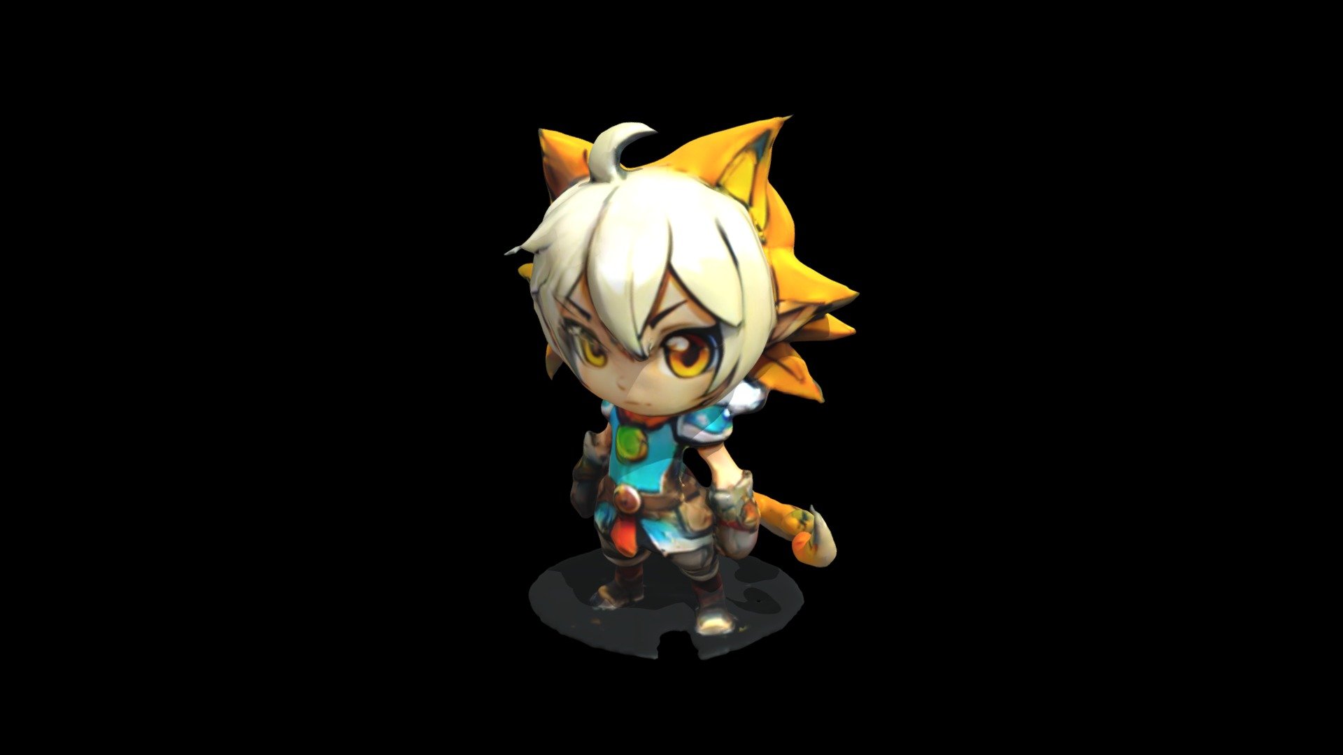 An illustration of a cat-ear character with blue - Download Free 3D ...