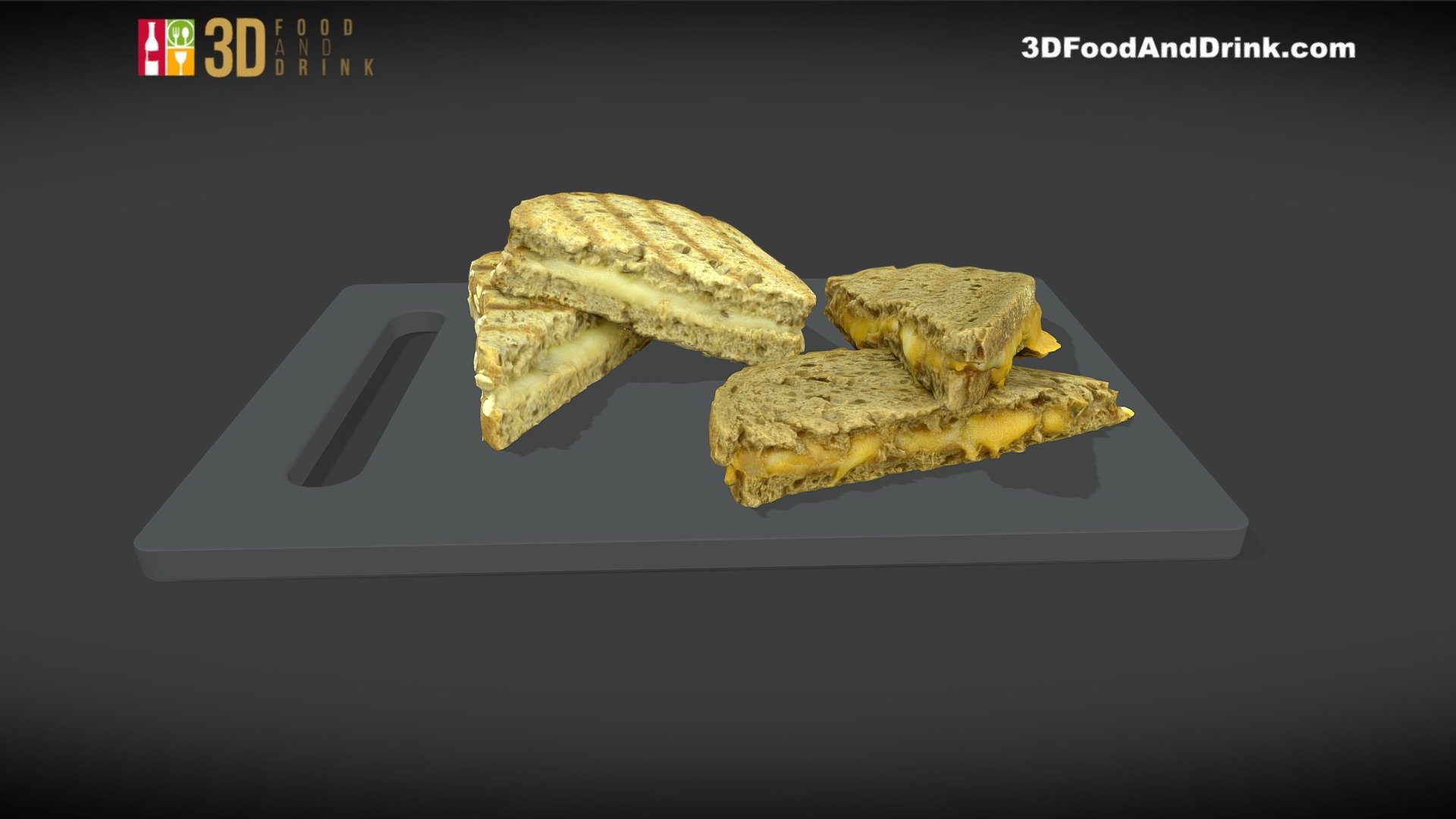 Grilled Cheese Sandwiches - 3D model by 3DFoodAndDrink (@3dfoodandrink ...