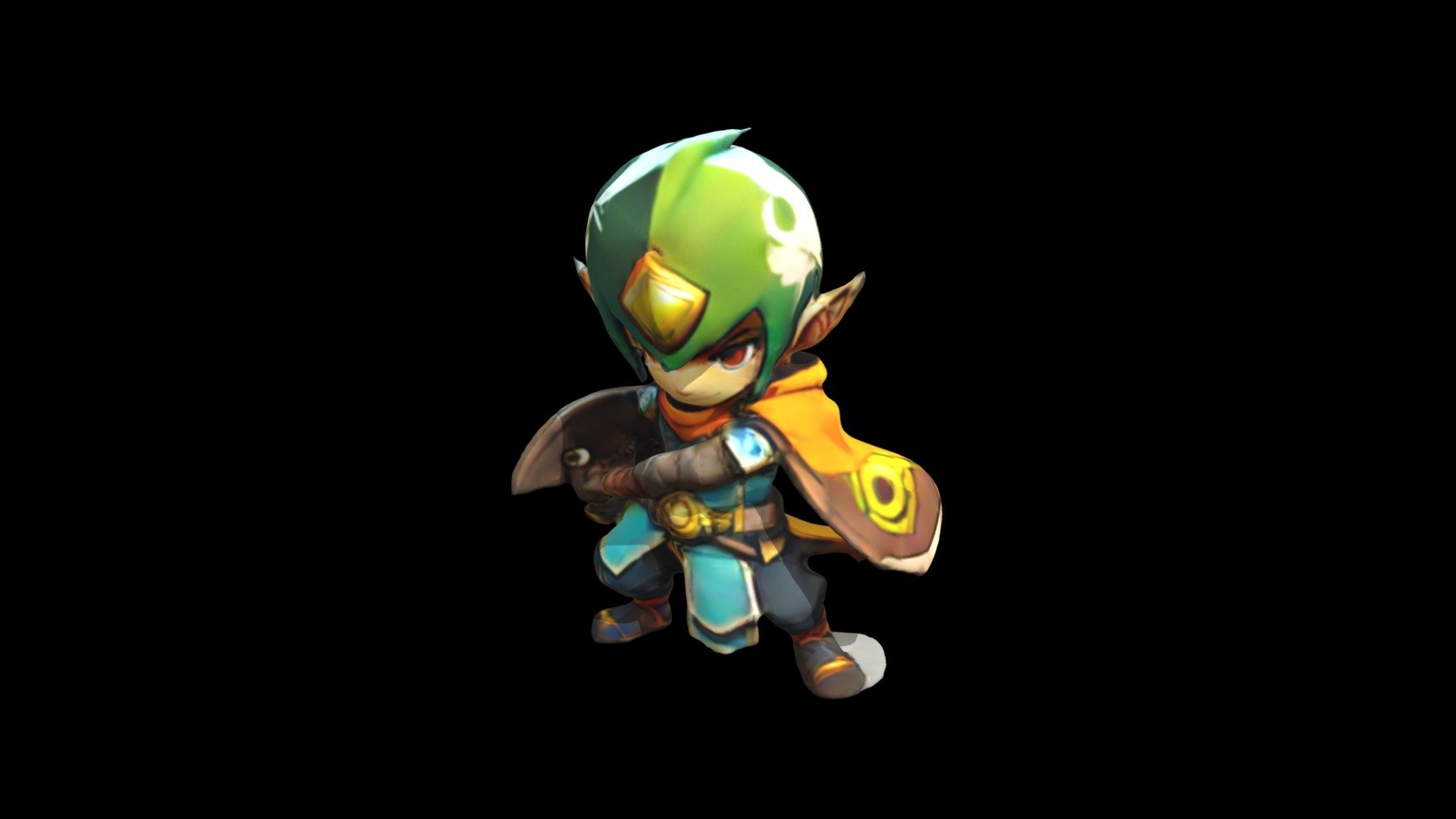 An illustration of a heroic Link in his green an - Download Free 3D ...