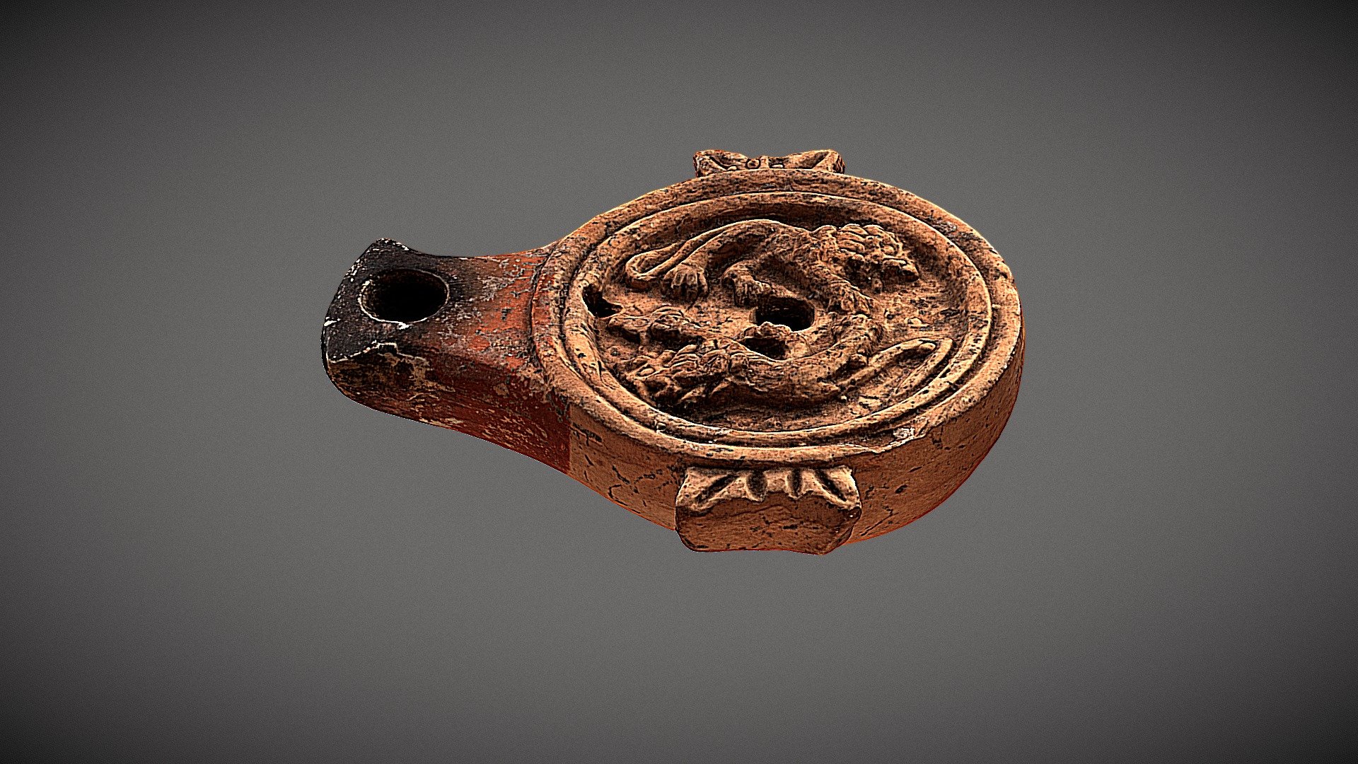 MH 1910.2.C.B Ancient Roman Lamp With Lions - Download Free 3D model by ...