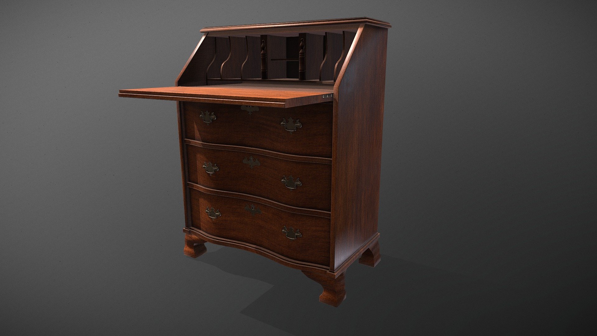 Wood Secretary Desk - Buy Royalty Free 3D model by Jordan F (@JordanF ...