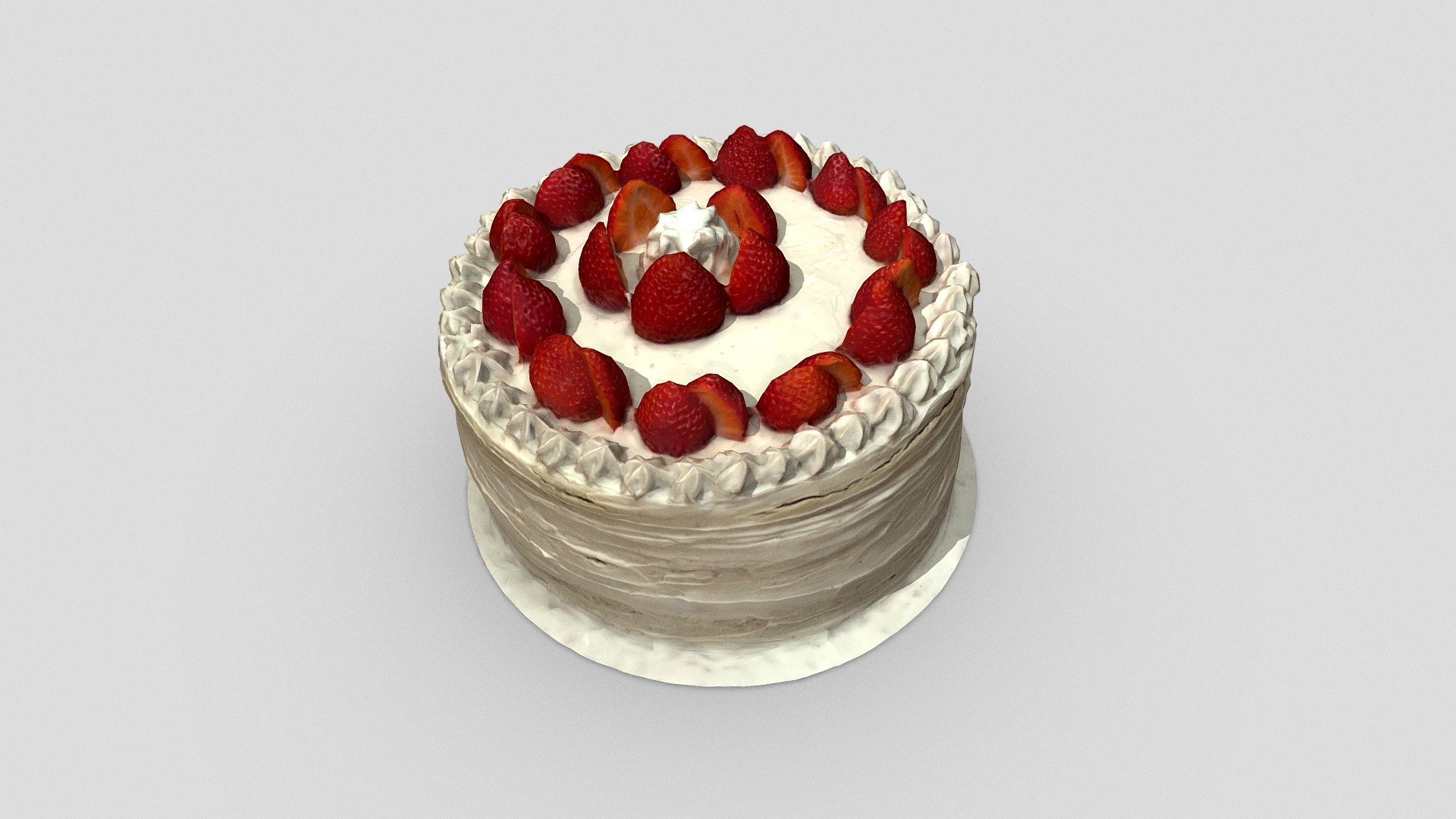Homemade Three-tier Cake with Strawberries - Buy Royalty Free 3D model ...