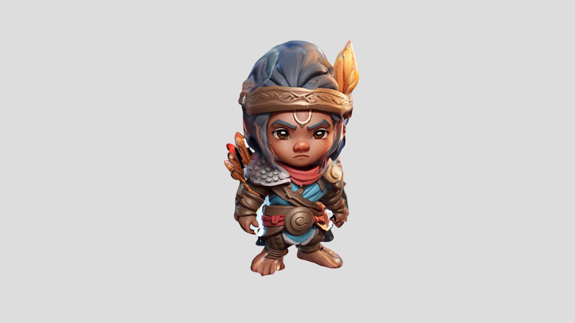 Cute little warrior with bow and arrow A cart - Download Free 3D model ...