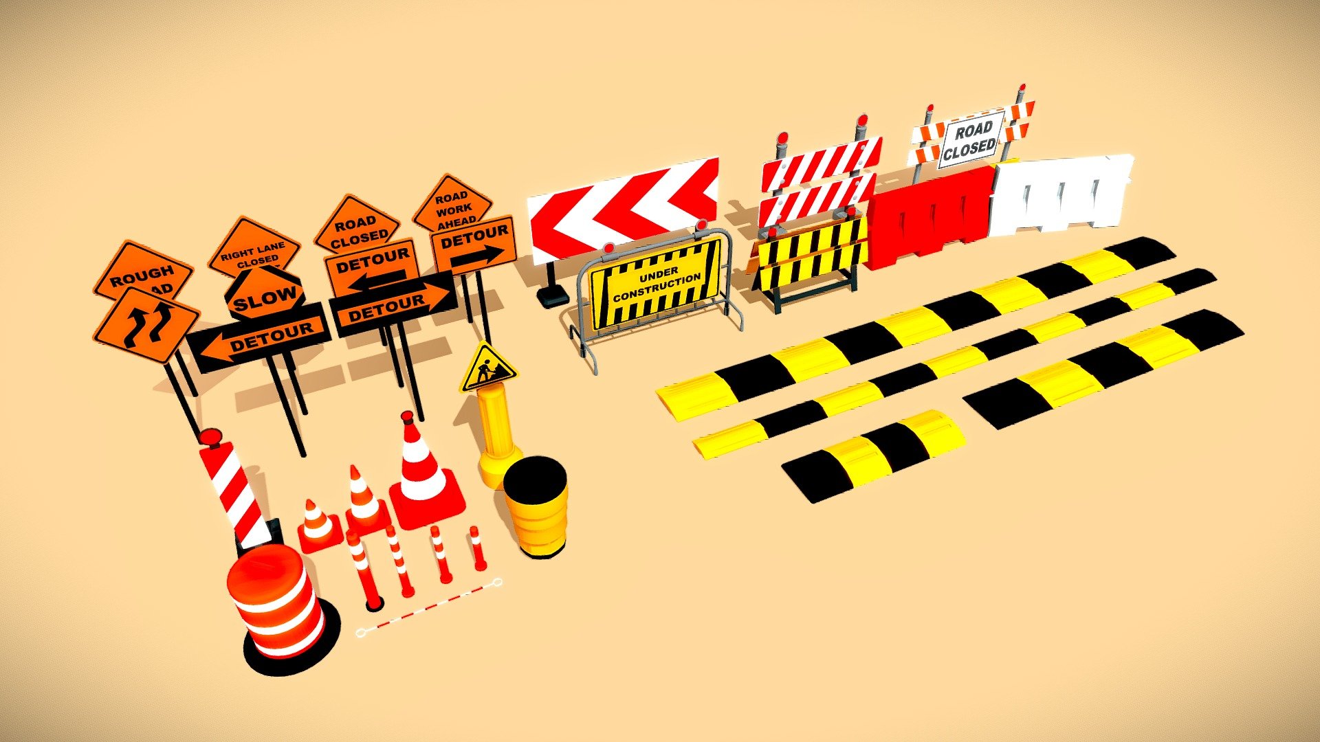 Traffic Props - Buy Royalty Free 3D model by DARKLORD (@DARK_2LORD2 ...
