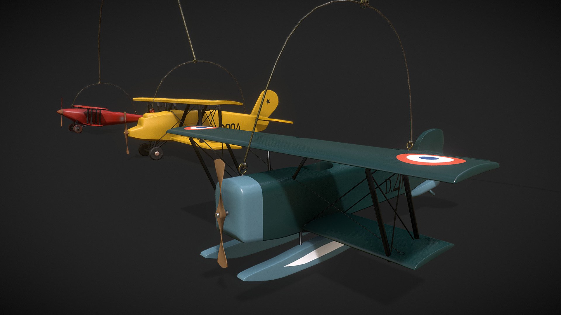 Vintage Hanging Airplanes - 3D model by INFINITO WORK ENT ...