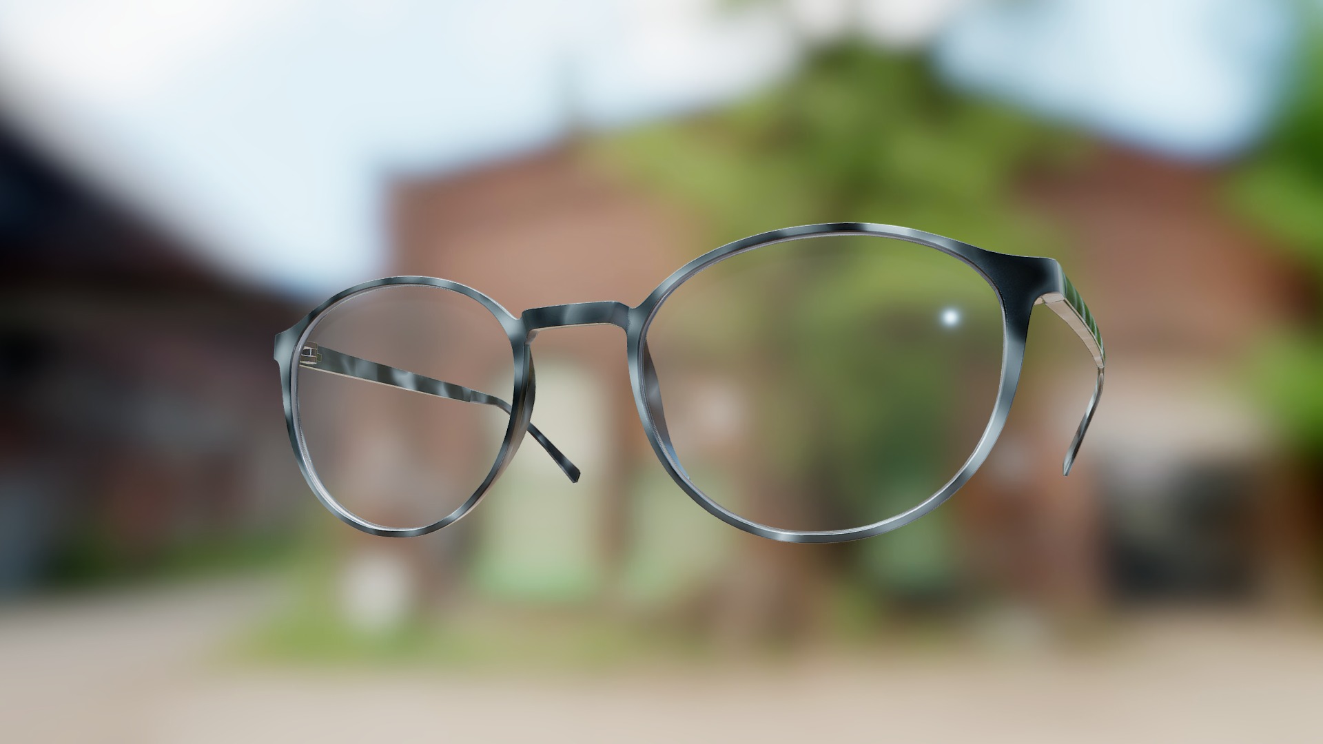 Generic Basic Thin Frame Boston Glasses (Grey) - 3D model by VirTry ...