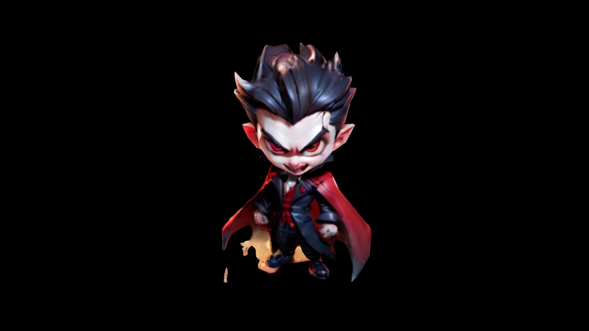 An animated, grinning vampire boy with long blac - Download Free 3D ...