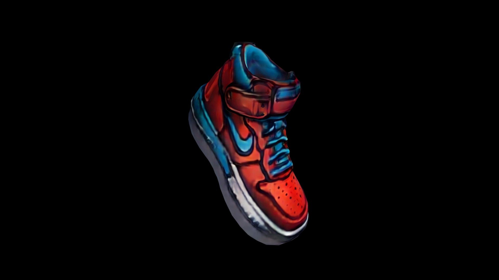 A cartoon image of a red Nike high top sneaker. - Download Free 3D ...