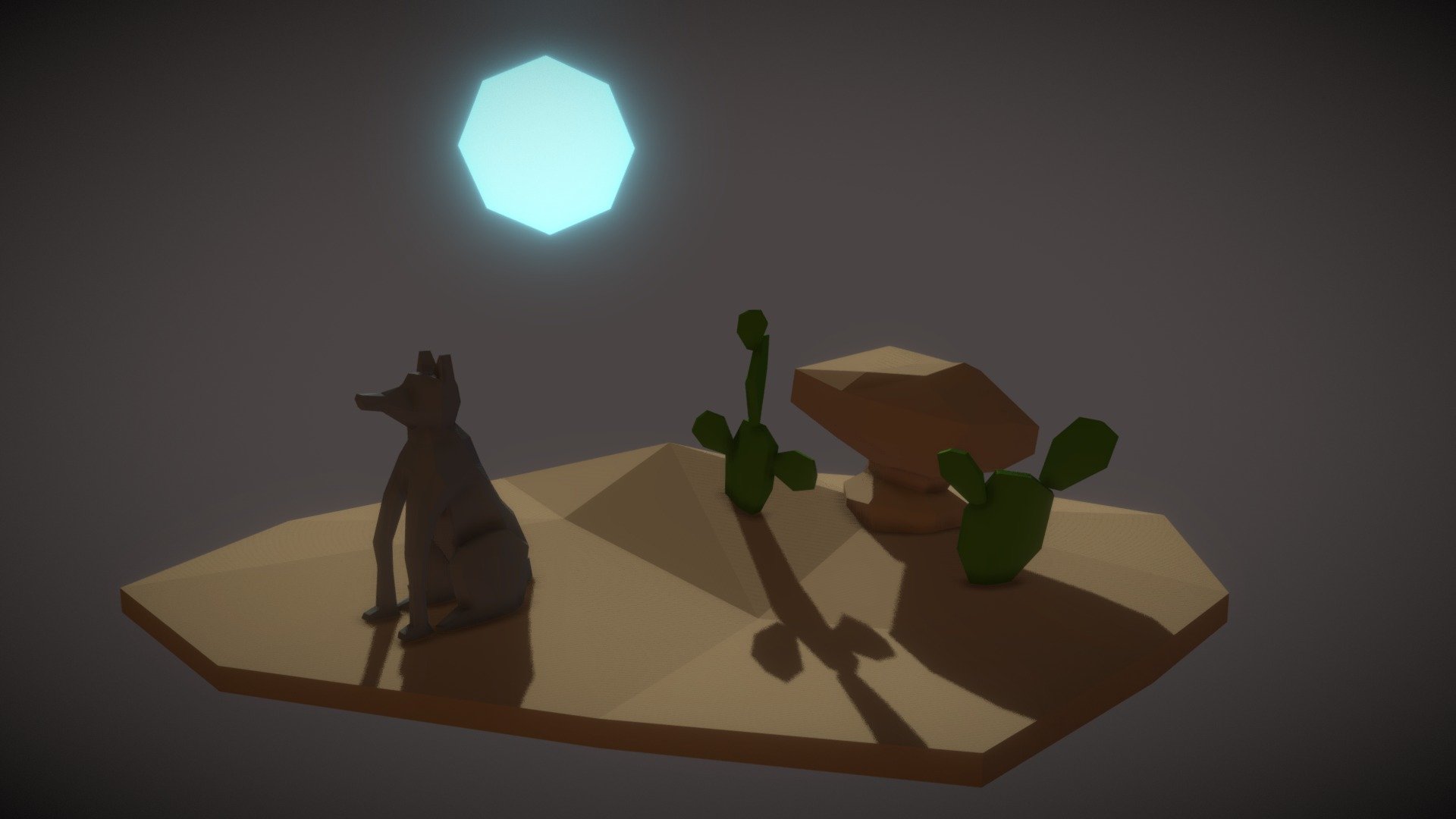 Low-poly coyote under low-poly moon - 3D model by Arodin [4673139 ...