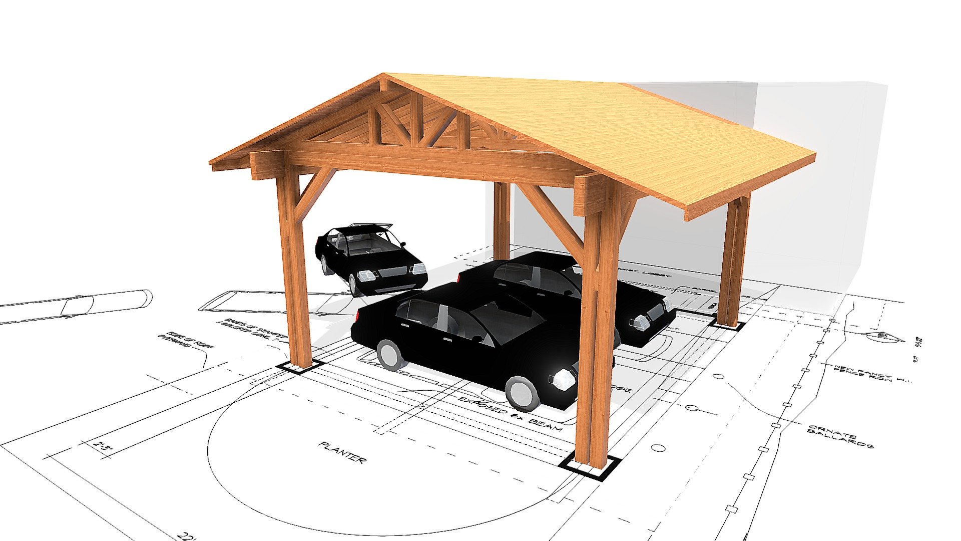 Custom Carport 28' L x 28'-9' W - 3D model by Forever Redwood [468232b ...